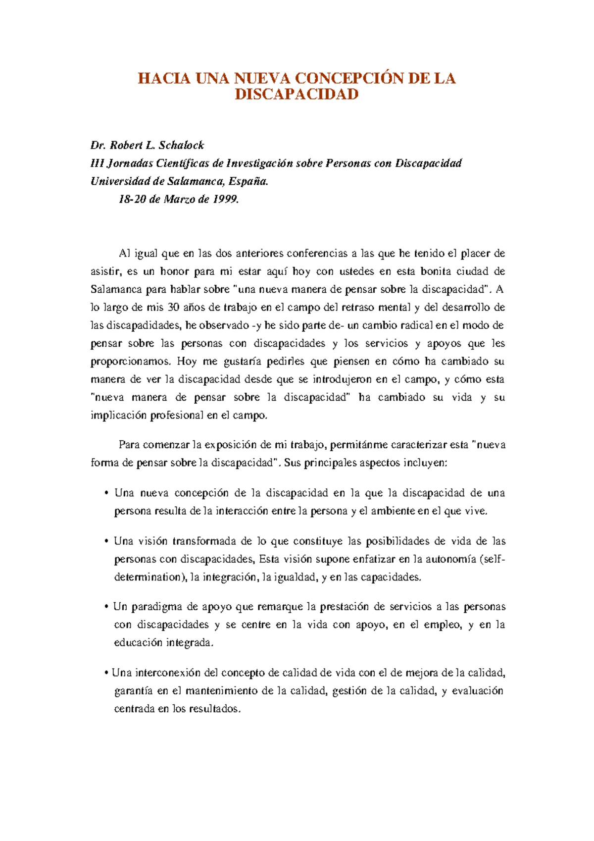 Modelo Social. Schlalock - HACIA UNA NUEVA CONCEPCIÓN DE LA ...