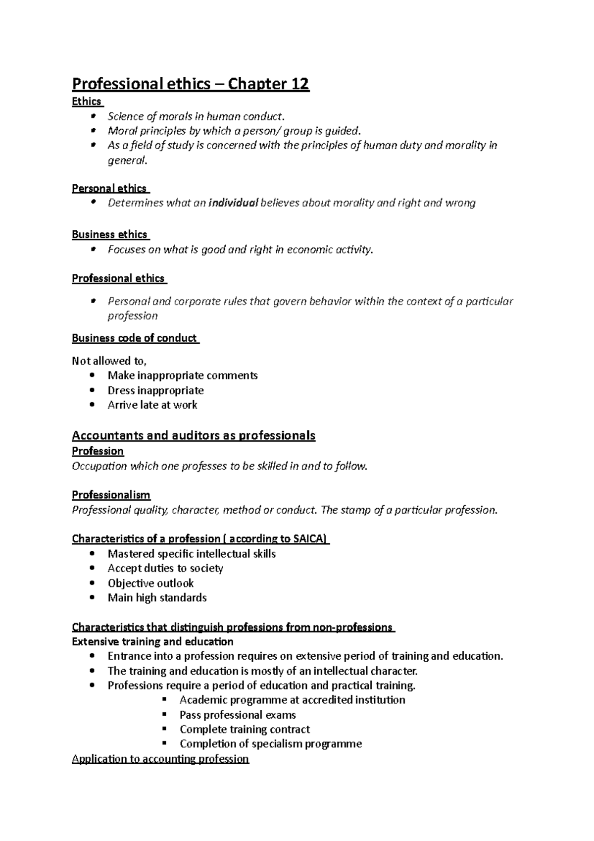 Professional ethics - Chapter 12 - Professional ethics – Chapter 12 Ethics Science of morals in ...