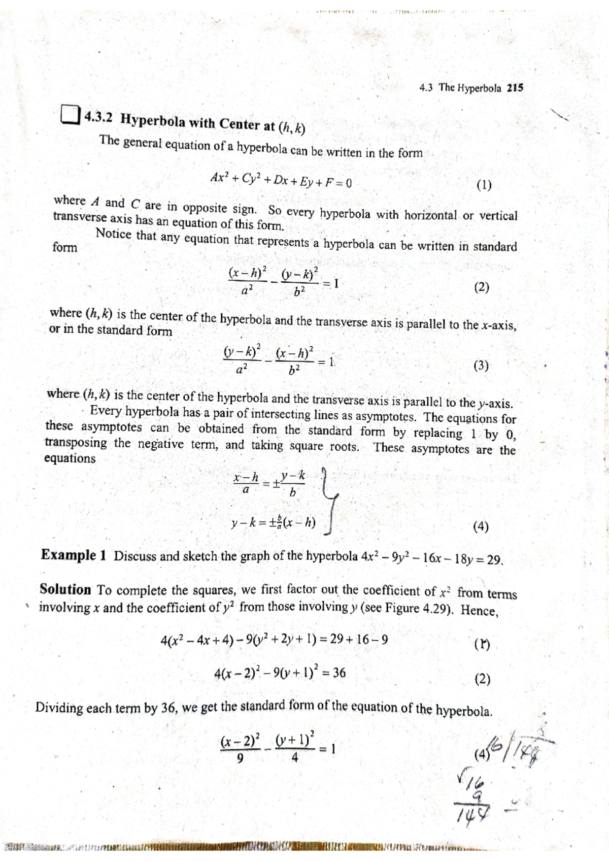 Hyperbola at (h, k) - BSEd Mathematics - Studocu