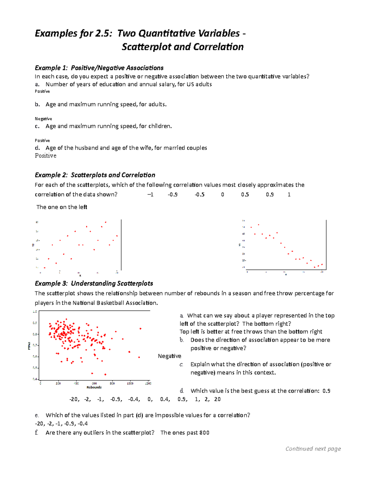 2.5 Examples Handout - Homework for basic statistics that contains most ...