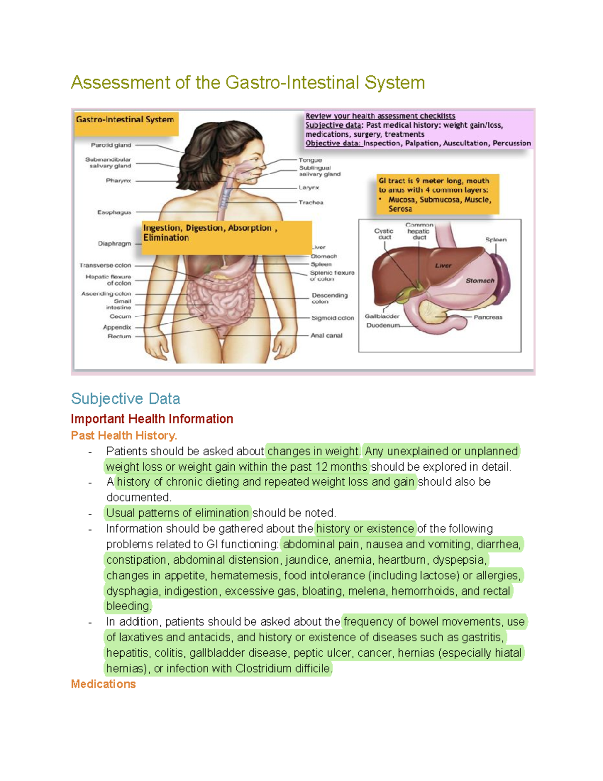 Week-9-10- Acute-GI - very helpful content to review - Assessment of ...
