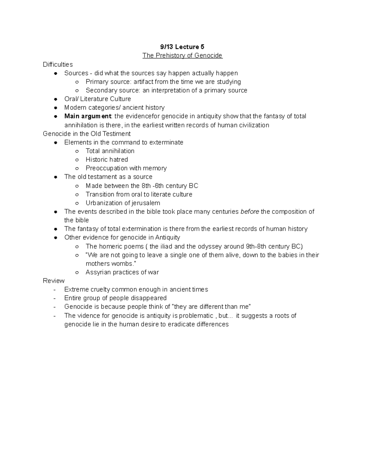 9 13 Lecture 5 - notes part 2 - 9/13 Lecture 5 The Prehistory of ...
