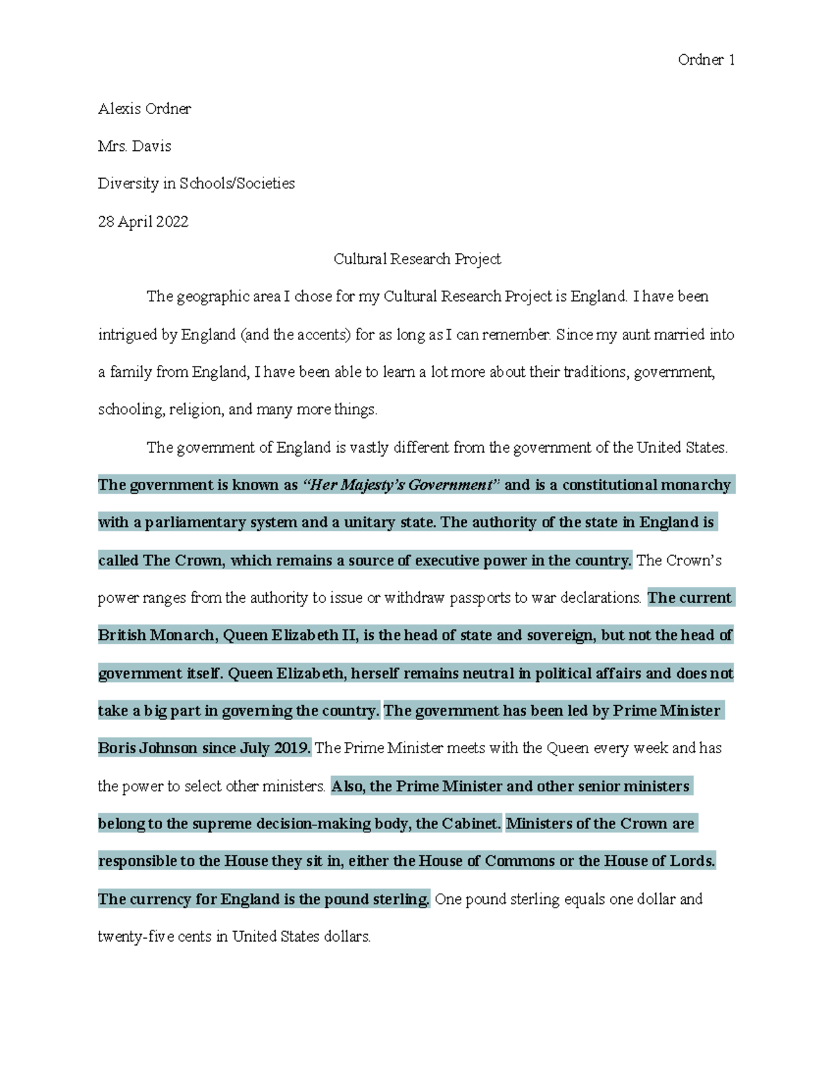 Cultural Research Project - Alexis Ordner Mrs. Davis Diversity in ...