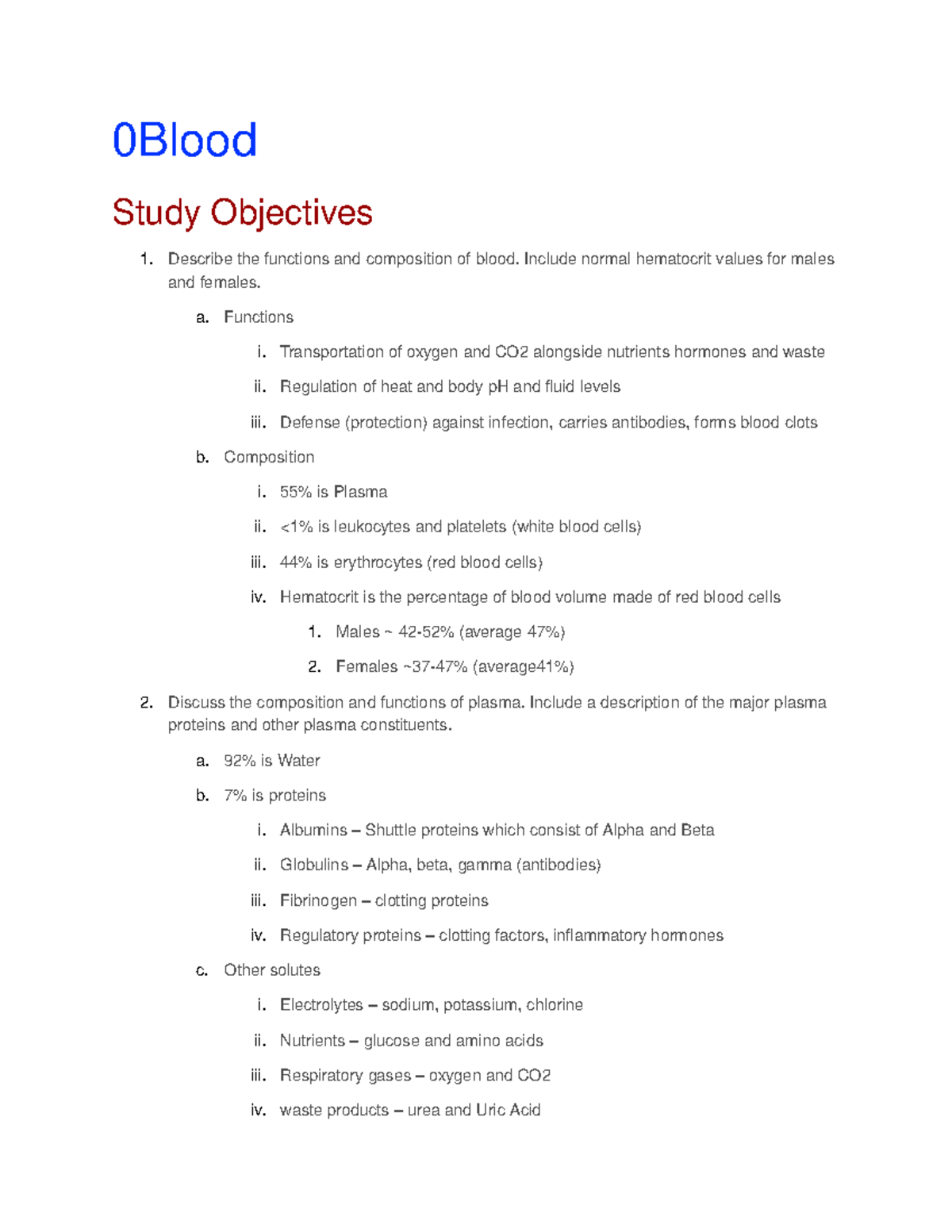 Chapter 15 - Study Objectives - 0Bl ood Study Objecti ves Describe the ...