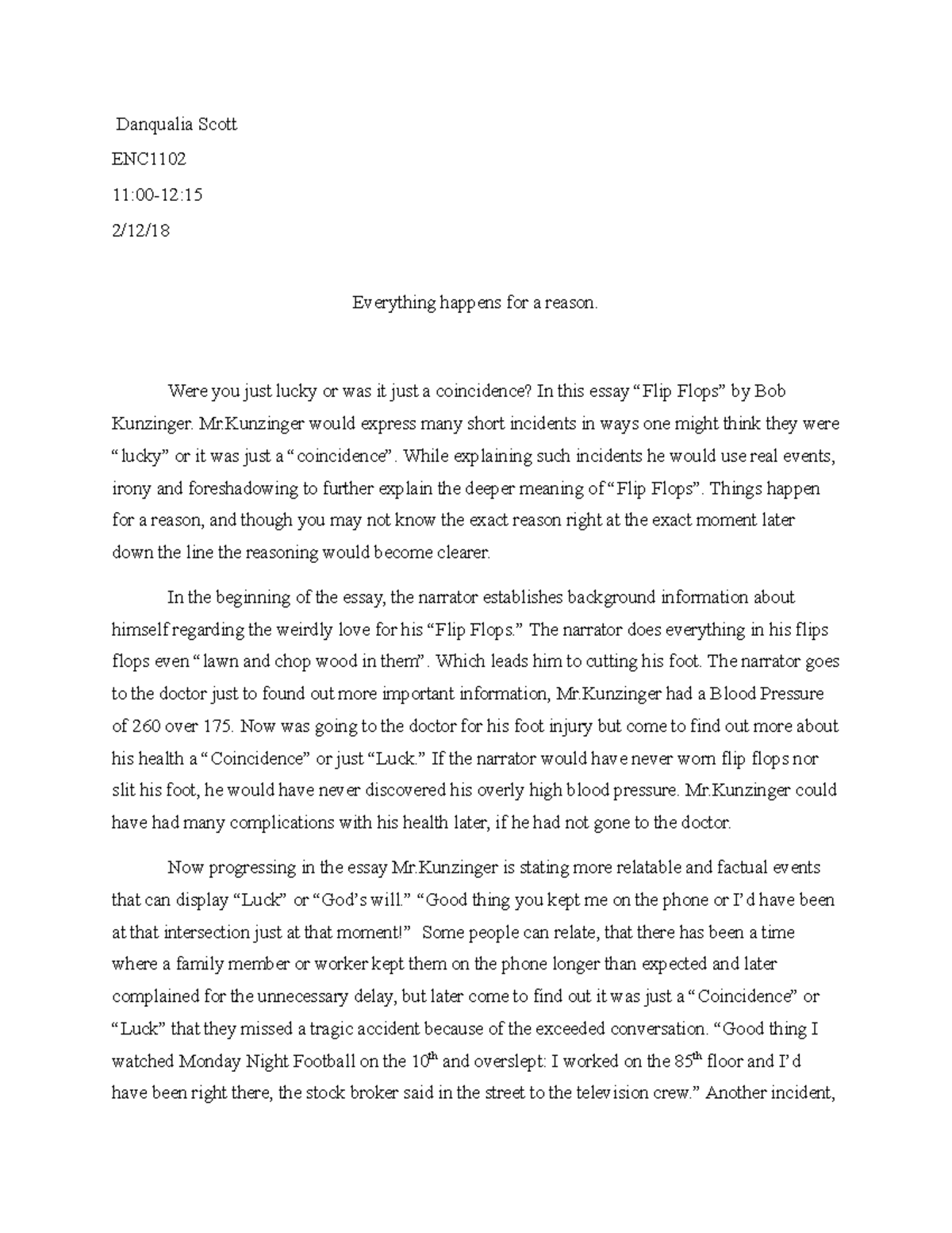 Flip Flops ENC1102 - Essay for freshman writing ii - Danqualia Scott ...