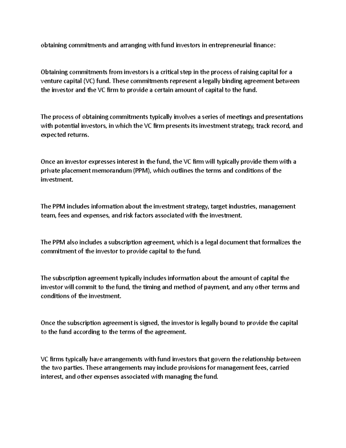 PP4 - Notes about VC Firm Requirements and Characteristics of the ...