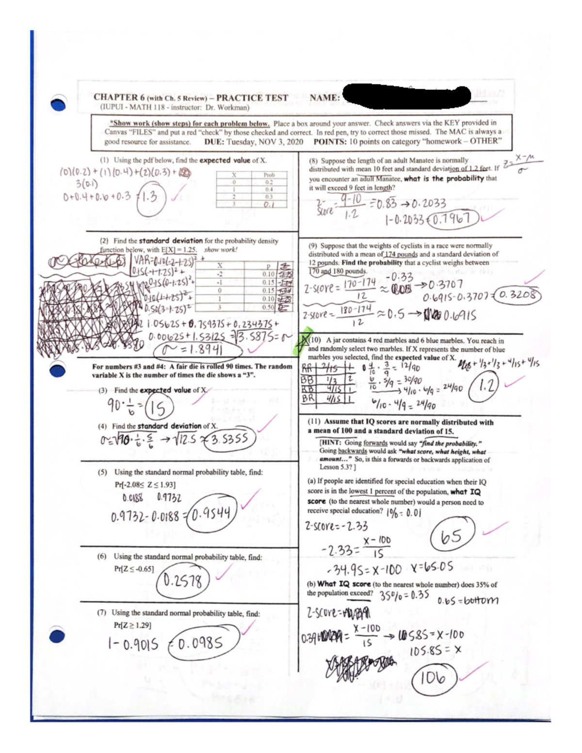 Chapter 6 (with Ch. 5 Review) - Practice TEST - MATH-M 118 - Studocu