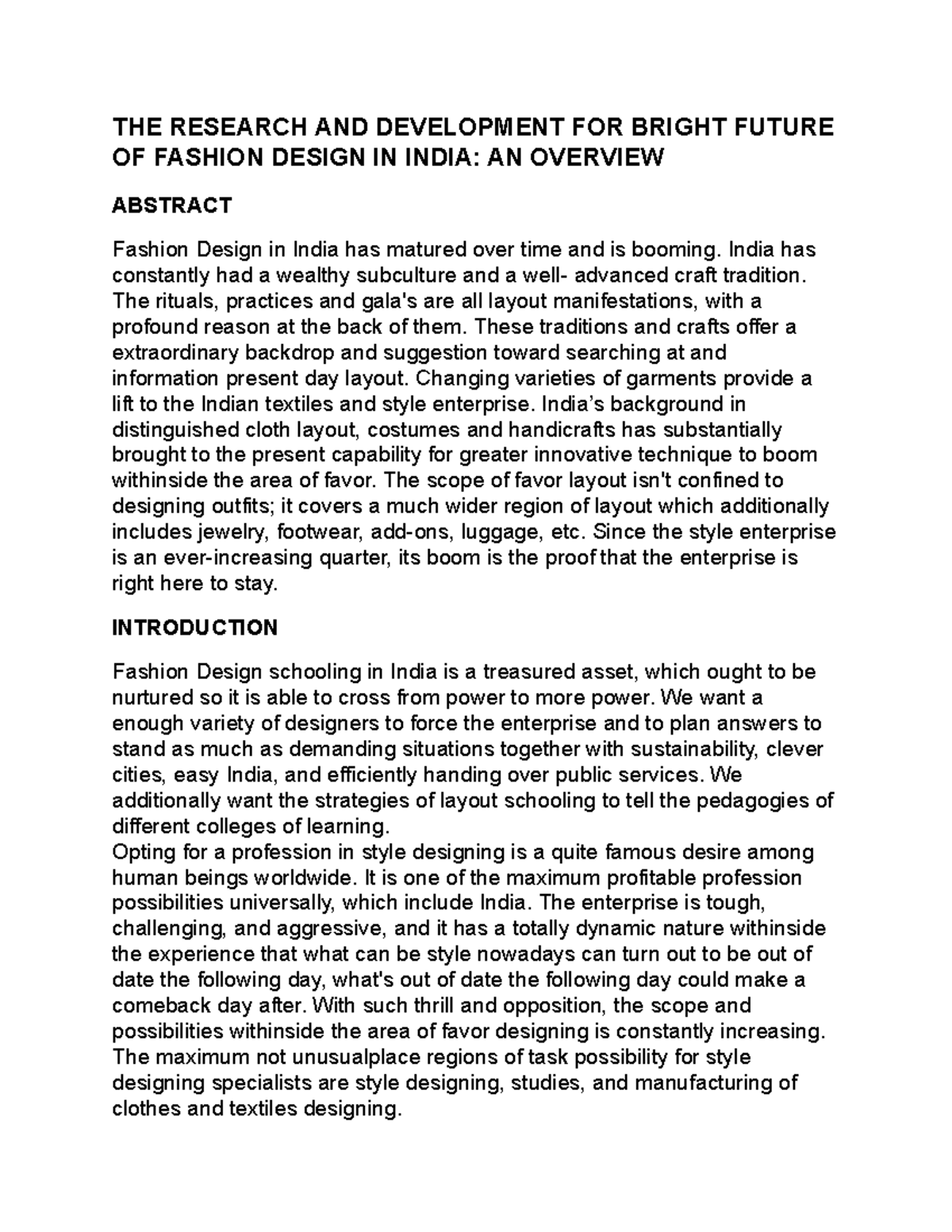 THE Research AND Development FOR Bright Future OF Fashion Design IN ...