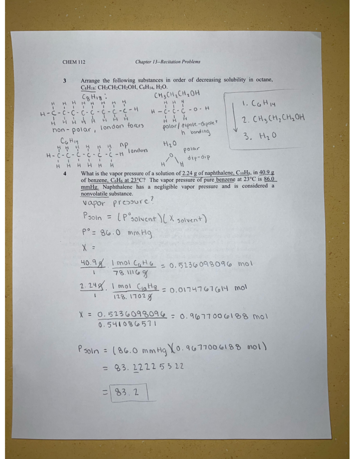Chemrec 13 2 - chapter 13 practice problems - CHEM 112 - Studocu