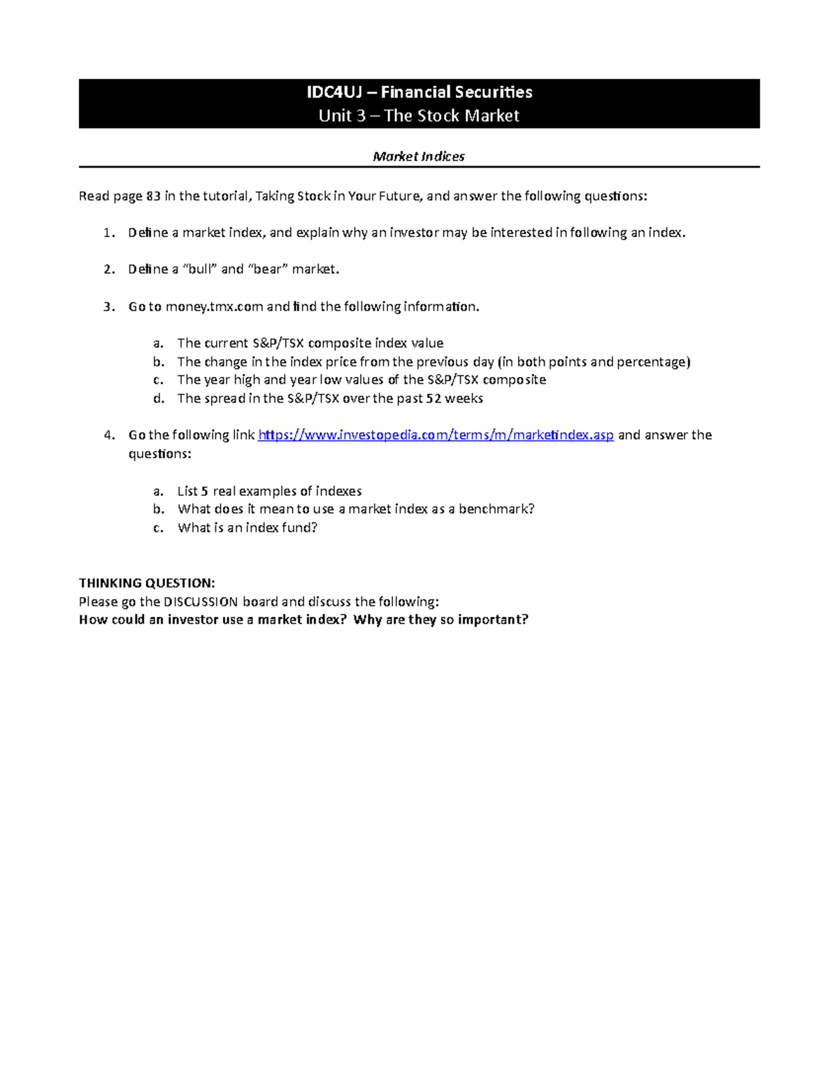 25 Stock Market Index Activity s s - IDC4UJ – Financial Securities Unit ...