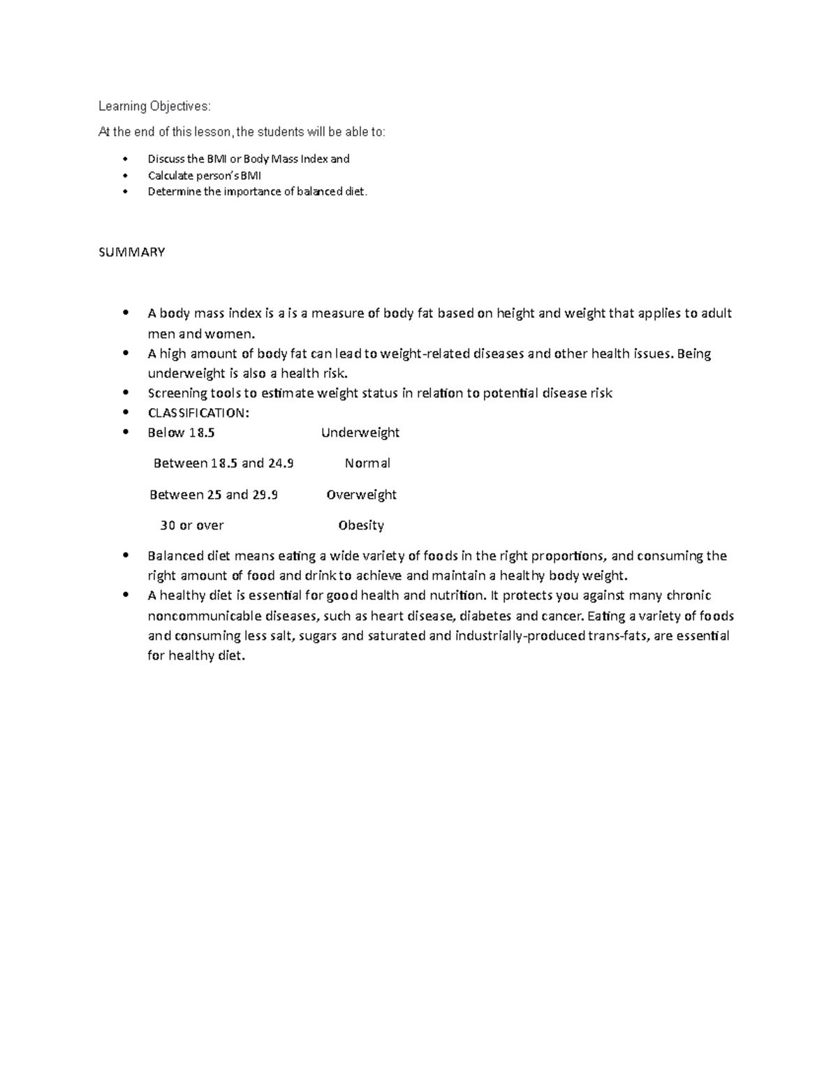 Summary - none. - Learning Objectives: At the end of this lesson, the ...