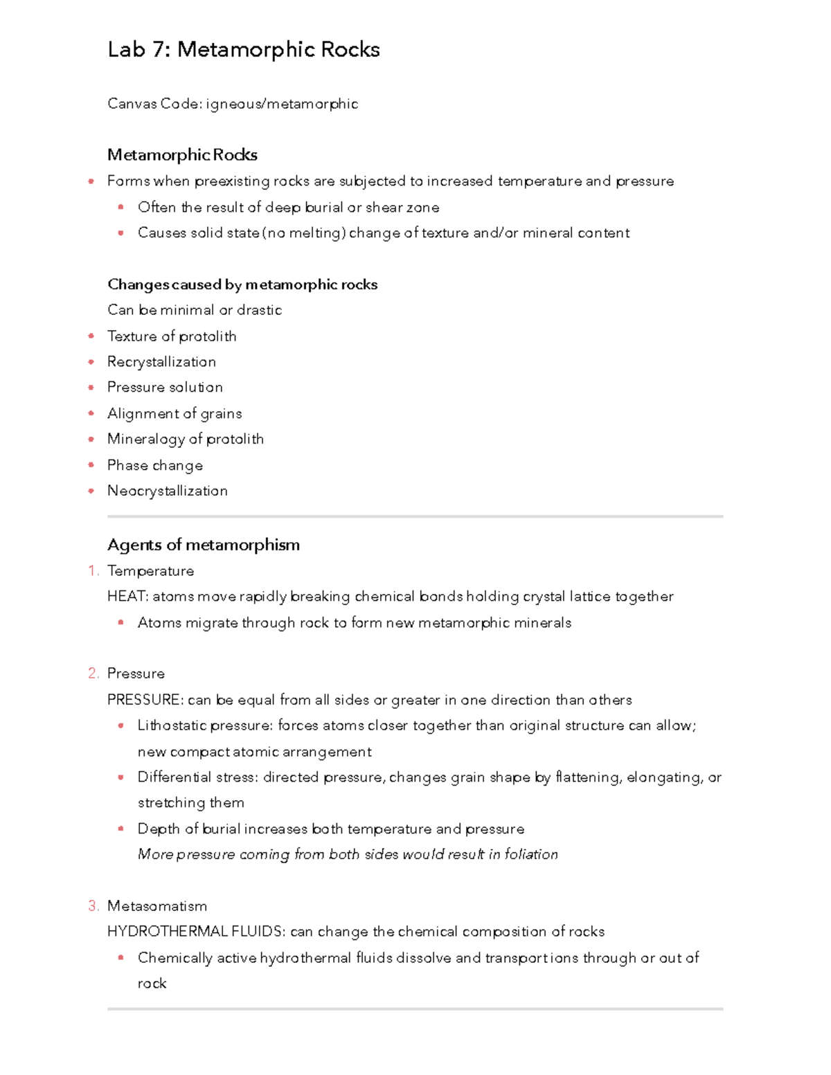 Lab 7: Metamorphic Rocks - Lab 7: Metamorphic Rocks Canvas Code ...
