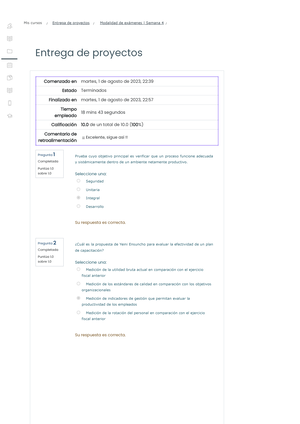 Modalidad de exámenes Semana 2 - Entrega de proyectos Pregunta 1 Sin responder aún Puntaje de 1 ...