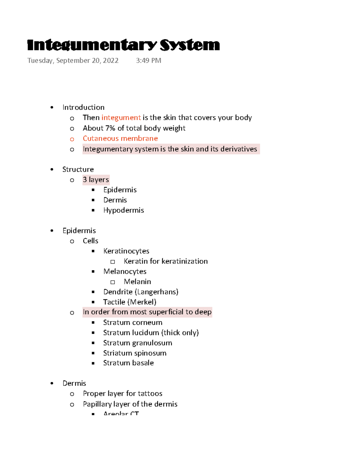 Integumentary System - Introduction Then integument is the skin that ...
