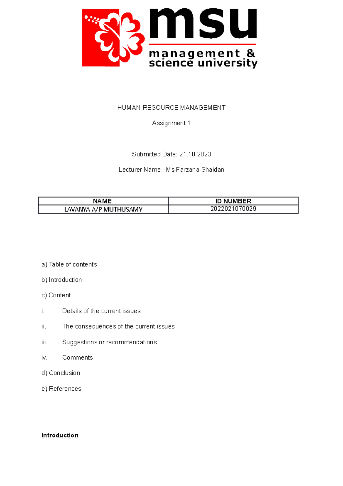 Human Resource Management - HUMAN RESOURCE MANAGEMENT Assignment 1 ...