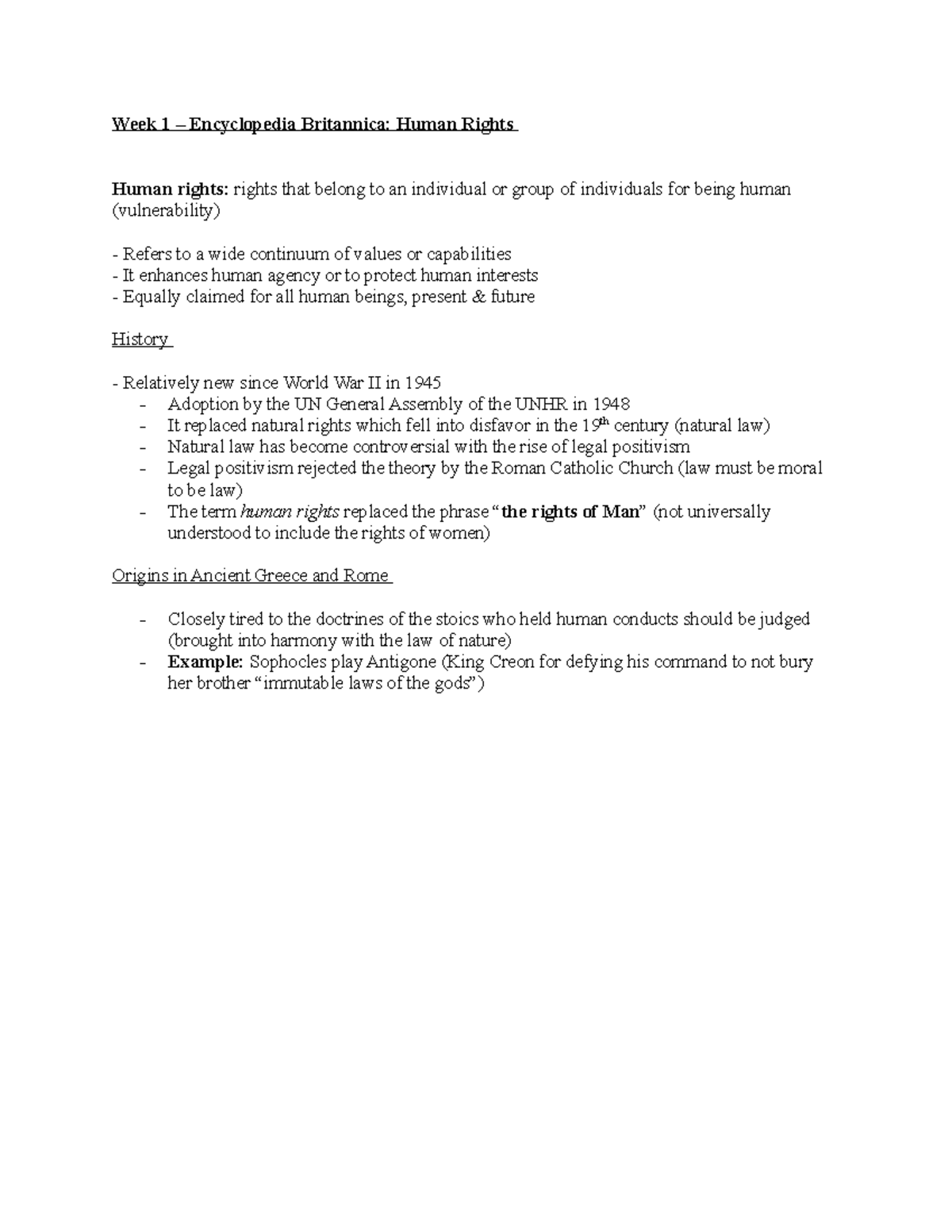 [Week 1 Notes] Encyclopedia Britannica- Human Rights - Week 1 ...