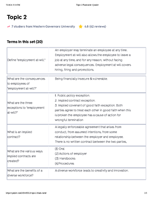 Topic 3 D351 - Study guide for OA - Topic 3 15 studiers from Western ...