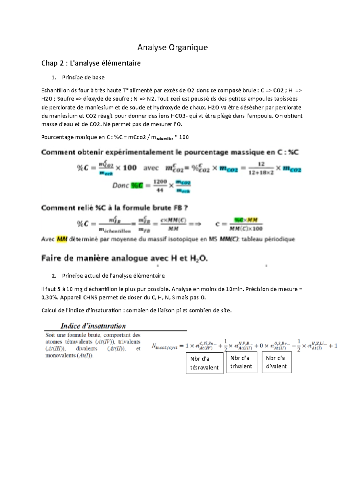 Chap 2 microbiologie - Analyse Organique Chap 2 : L'analyse élémentaire ...