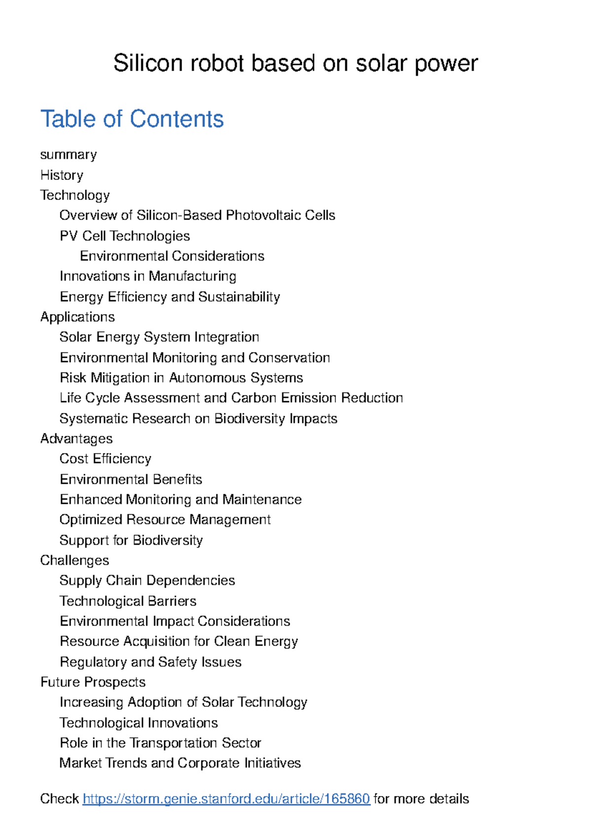Silicon robot based on solar power - genie.stanford/article/165860 for ...