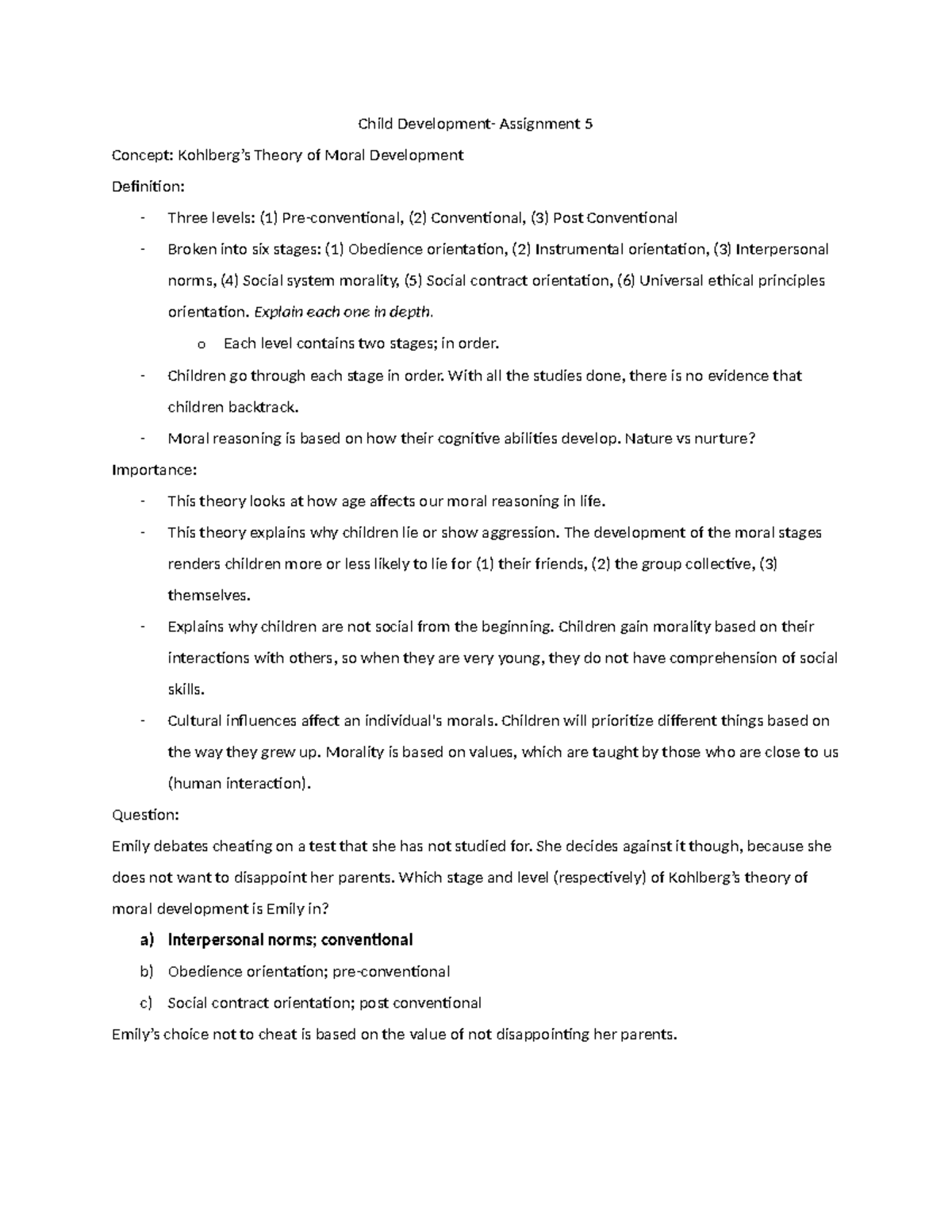 Child development assignment 5 - Child Development- Assignment 5 ...