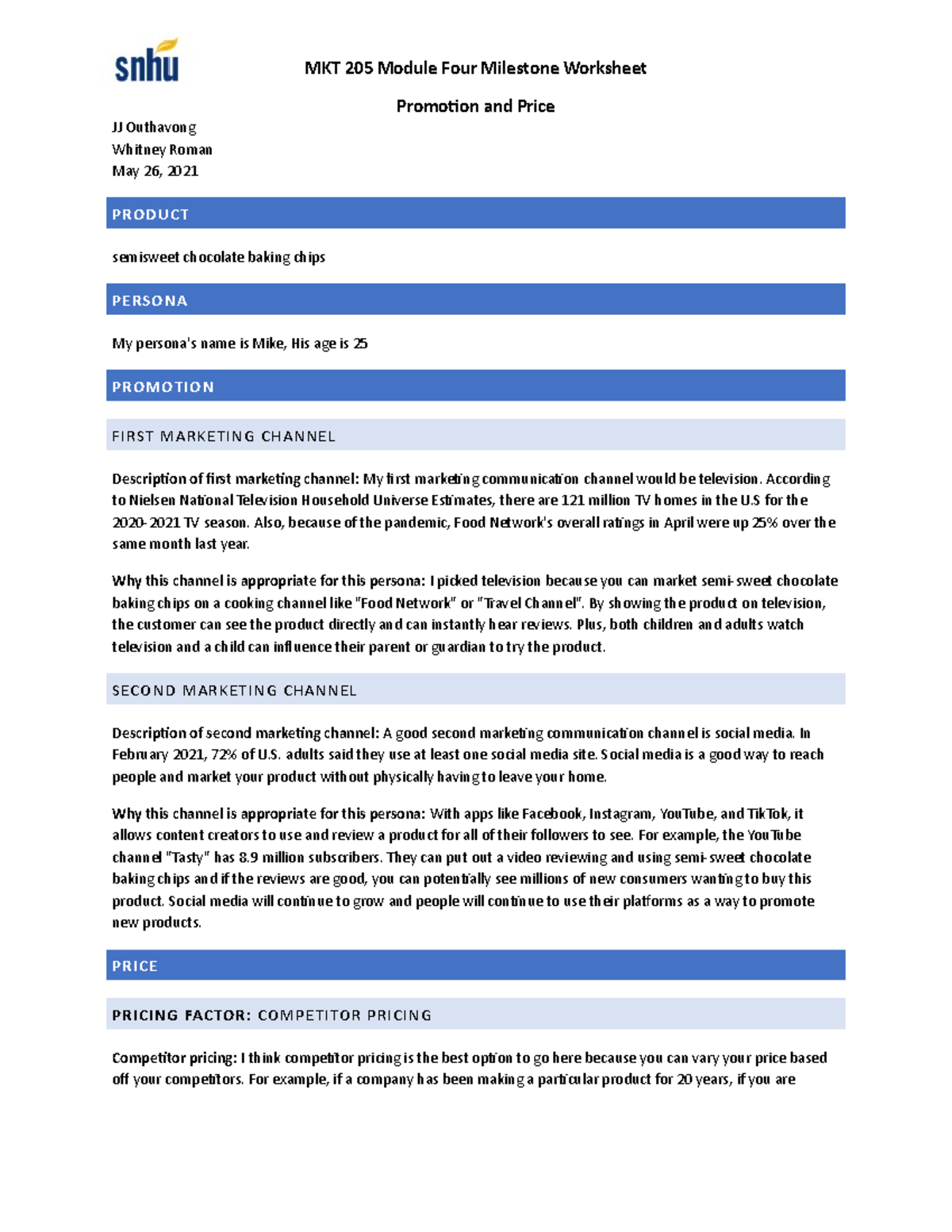 MKT205 Module Four Milestone - According to Nielsen National Television ...