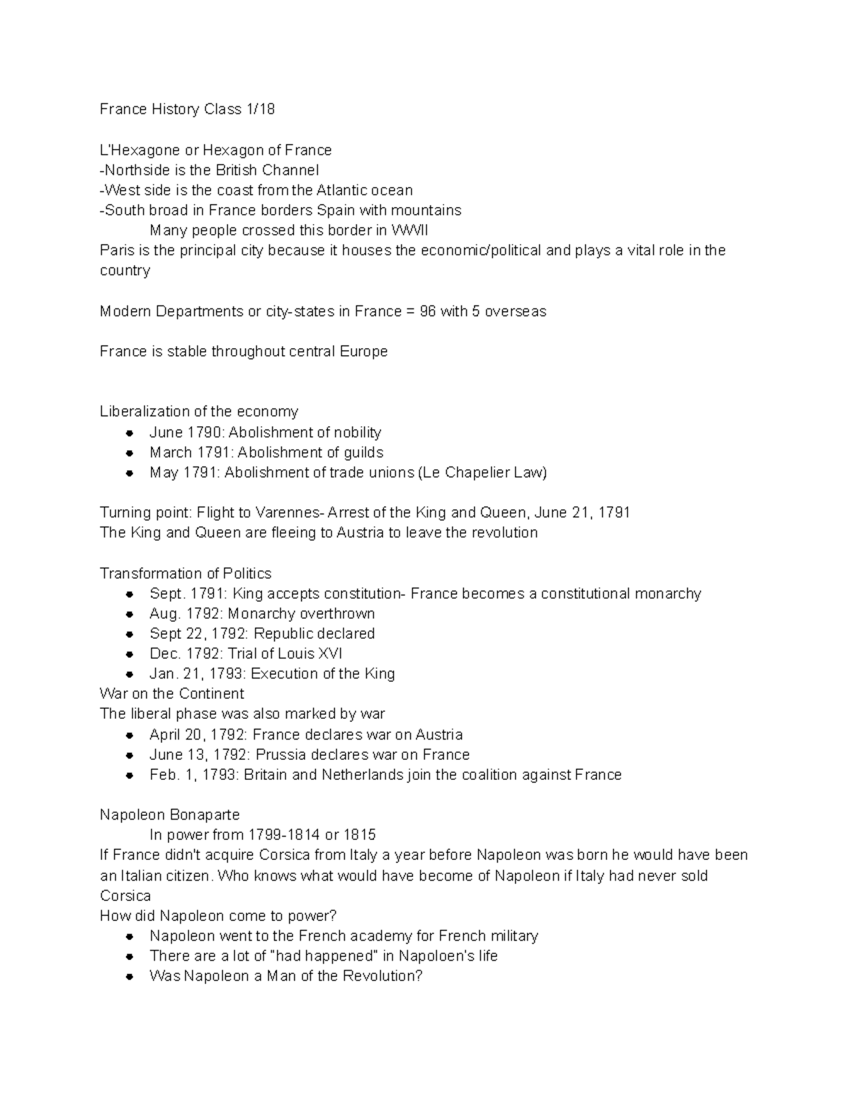 Untitled document - First week french notes - France History Class 1/ L ...