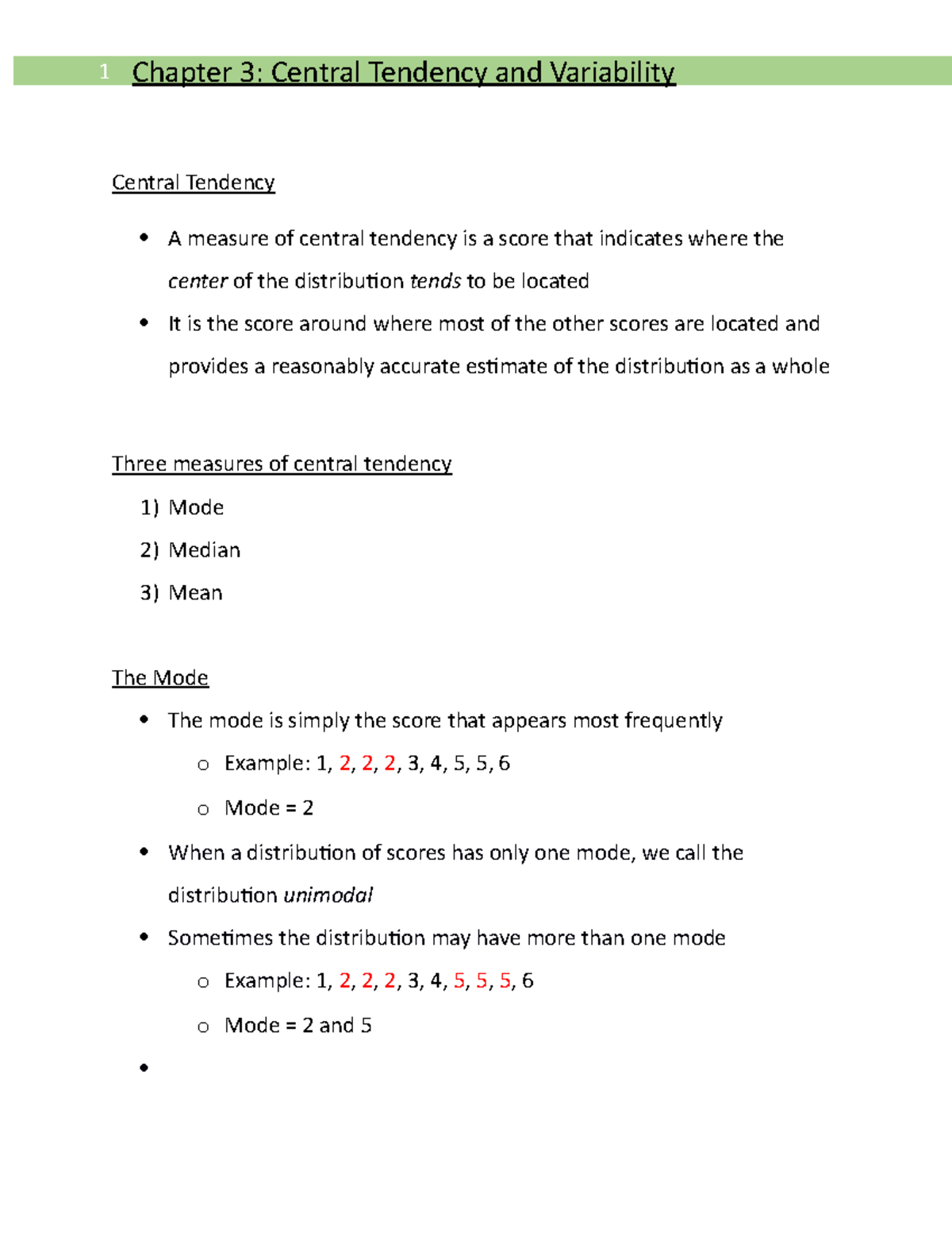 Chapter 3 - Central Tendency and Variabiltiy - Central Tendency A ...