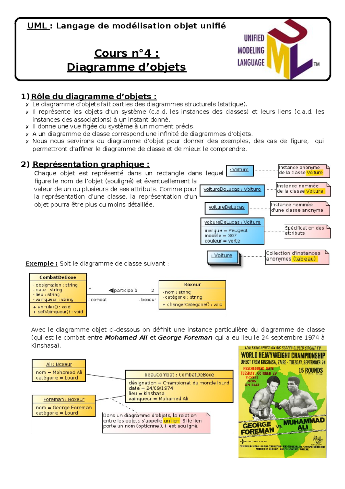 Cours UML Diagramme d'Objet - UML : Langage de modélisation objet unifié Cours n°4 : Diagramme ...