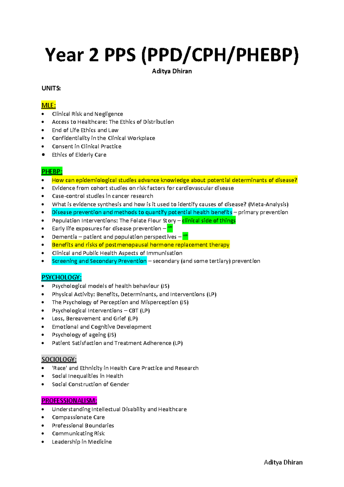 Year 2 PPS Complete - Year 2 PPS (PPD/CPH/PHEBP) Aditya Dhiran UNITS ...