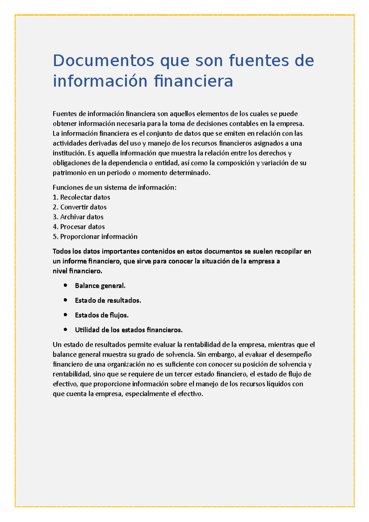 Documentos que son fuentes de información financiera - Documentos que ...