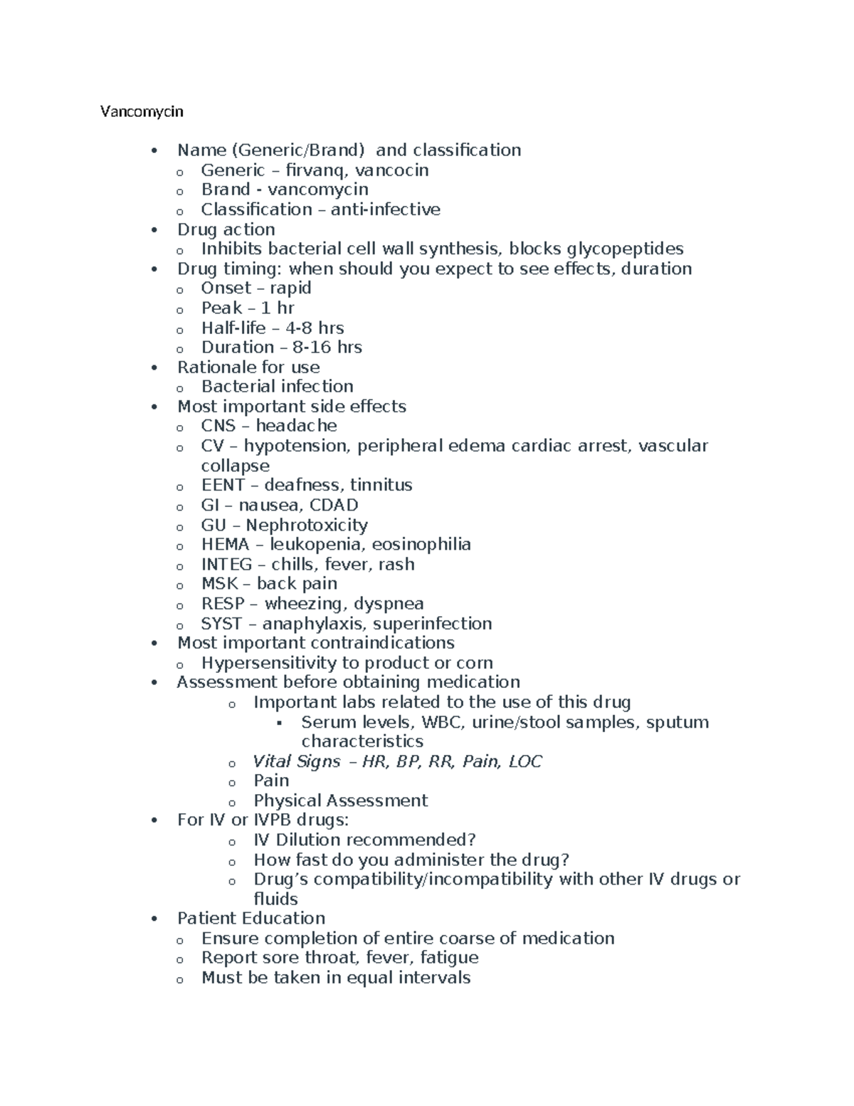 Med Card - Vancomycin - Vancomycin Name (Generic/Brand) and ...