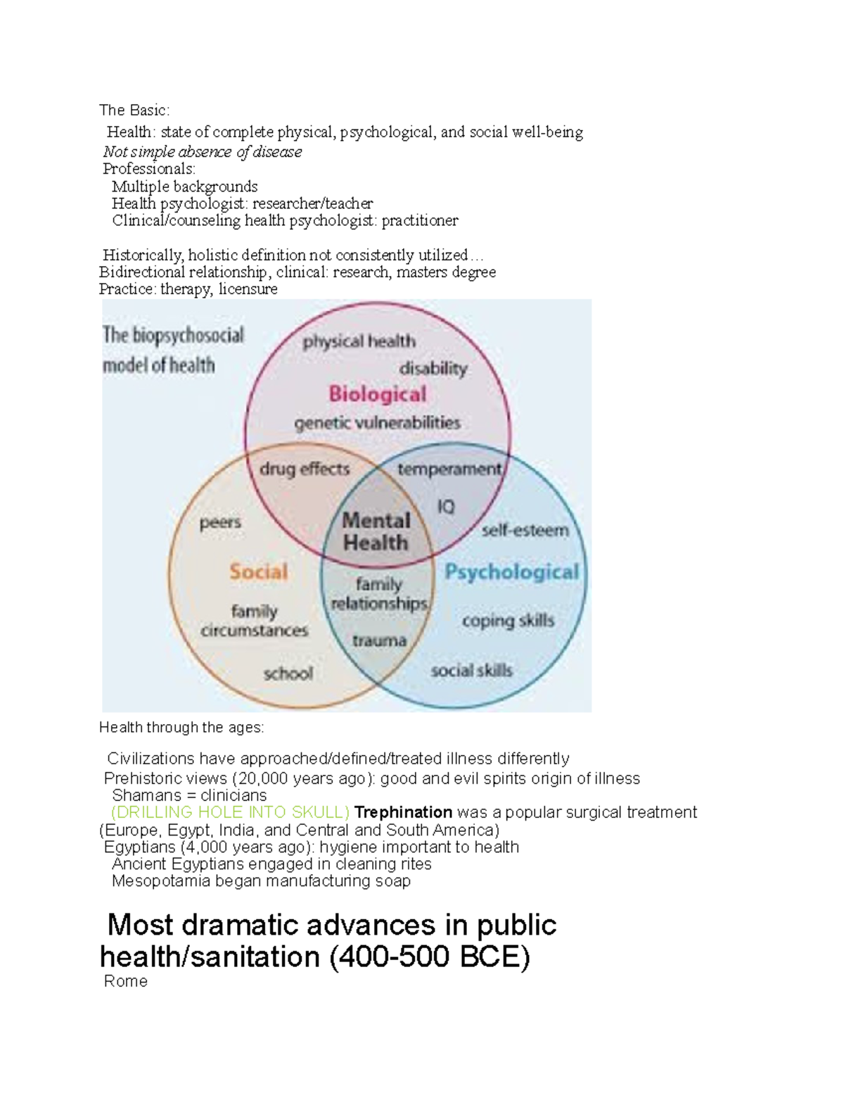 Health Psychology UNIT 1 - The Basic: Health: state of complete ...