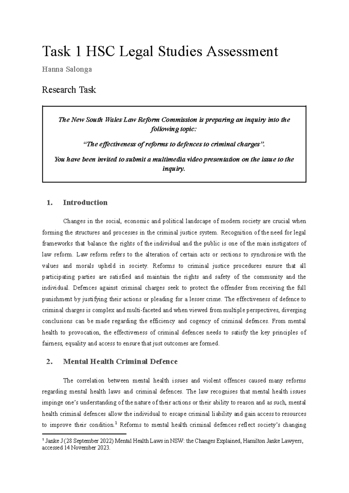 Task 1 HSC Legal Studies Assessment Script - Task 1 HSC Legal Studies ...