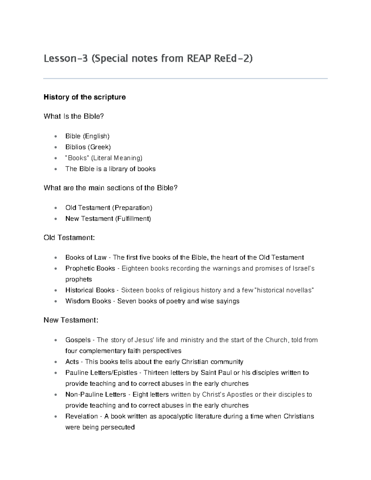 Lesson 3 Re ED - Lesson- 3 (Special notes from REAP ReEd-2) History of ...