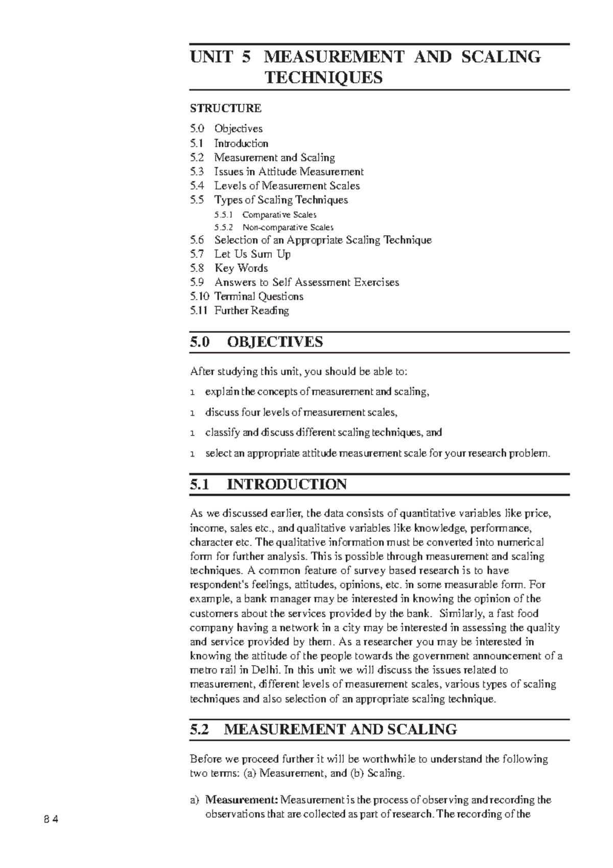 Measurement of scaling techniques - Research and Data Collection UNIT 5 MEASUREMENT AND SCALING ...