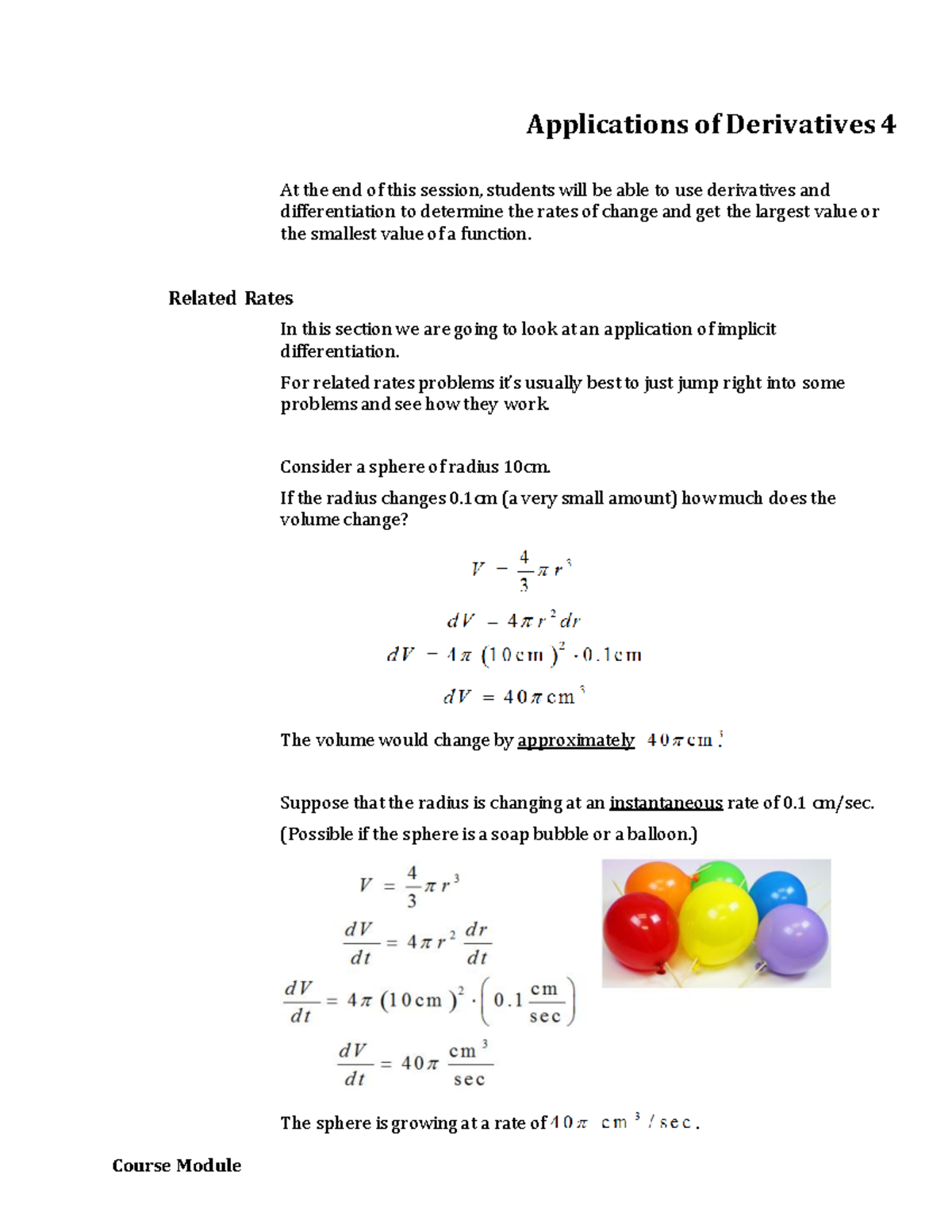Week013-Module - Lecture notes 1-10 - Course Module Applications of ...