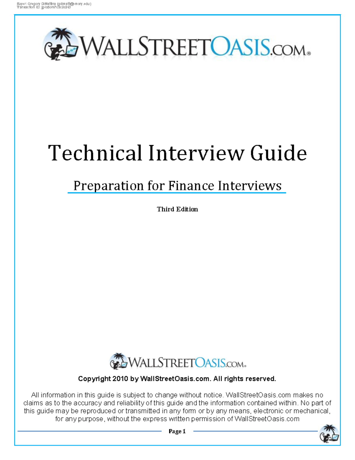 IB Technicals - Technical Interview Guide Preparation for Finance ...