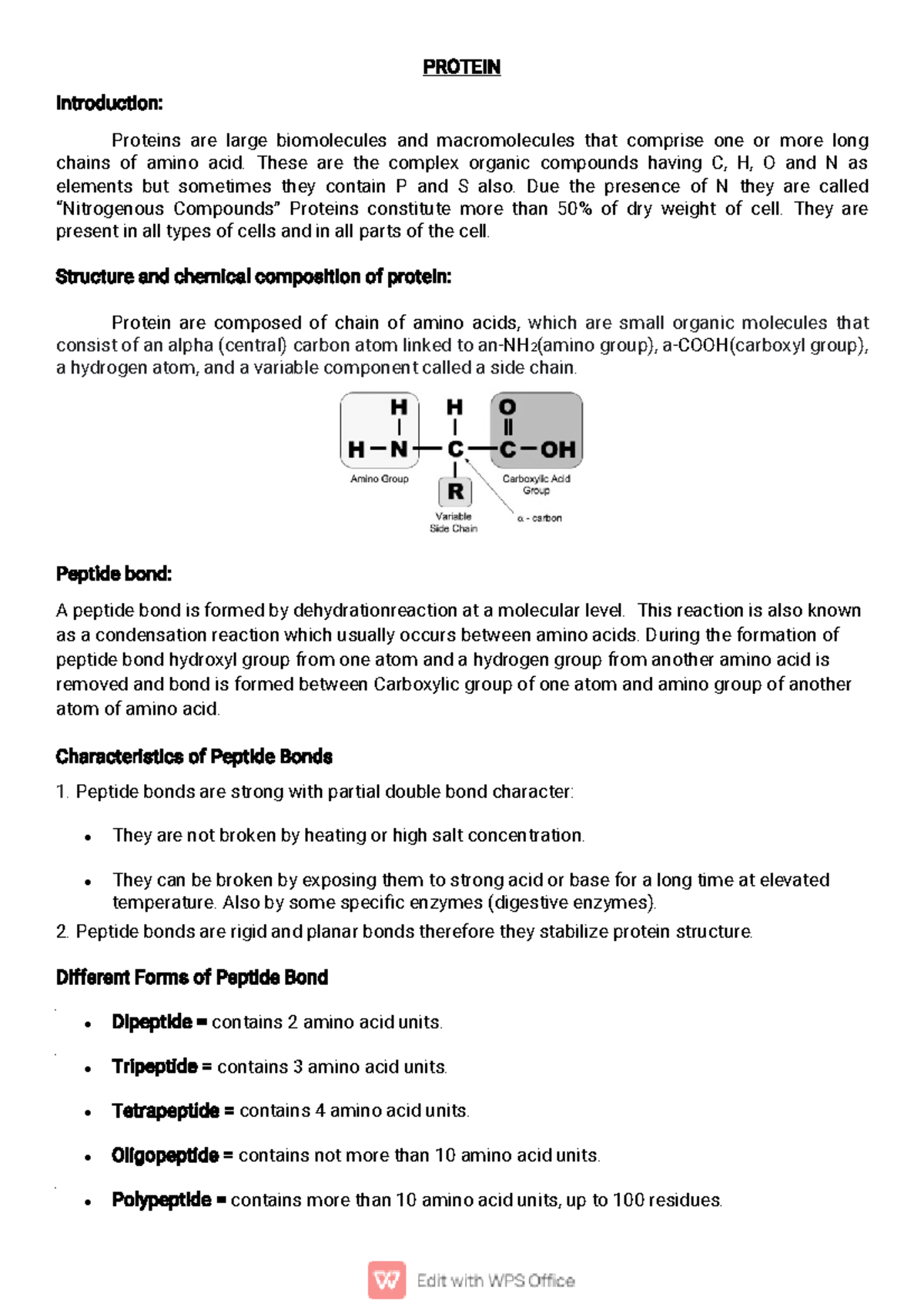 Protein - PROTEIN Introduction: Proteins are large biomolecules and ...