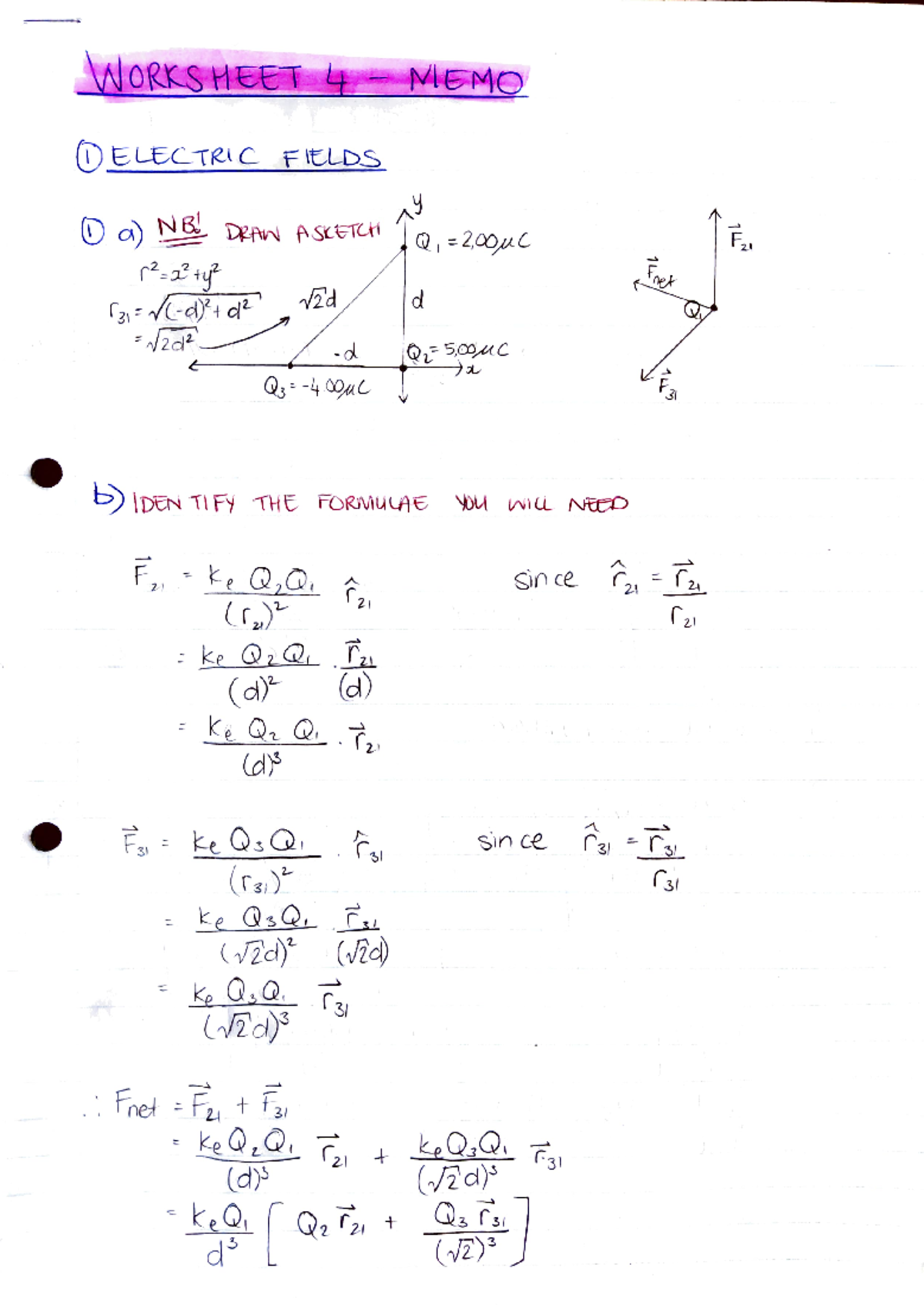 Worksheet 4 - memo - WORKSHEET 4 MEMO OELECTRIC EILDS N& DRAN ASETI F ...