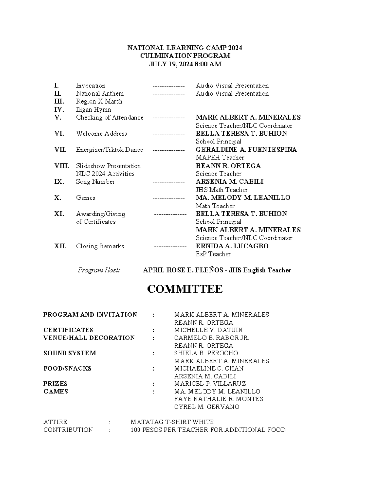 National Learning CAMP 2024 - NATIONAL LEARNING CAMP 2024 CULMINATION ...