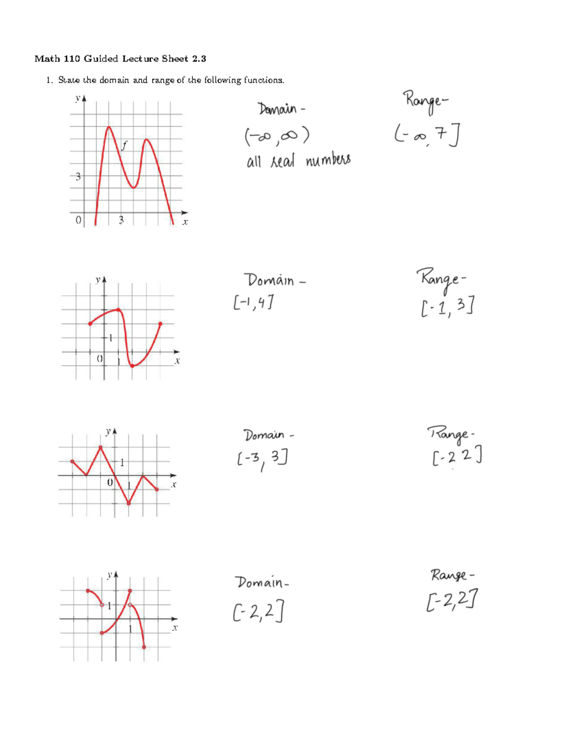 2.3 - Lecture sheets - Math 110 Guided Lecture Sheet 2 1. State the ...