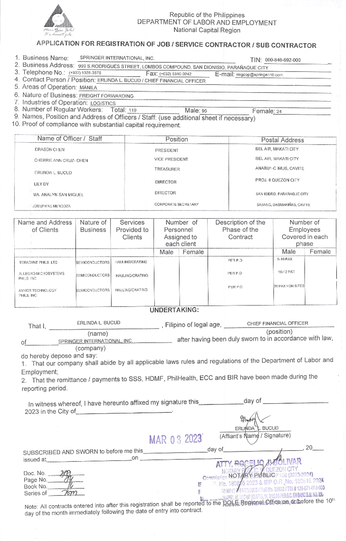 DOLE Sworn - eeeee - Republic of the Philippines DEPARTMENT OF LABOR ...