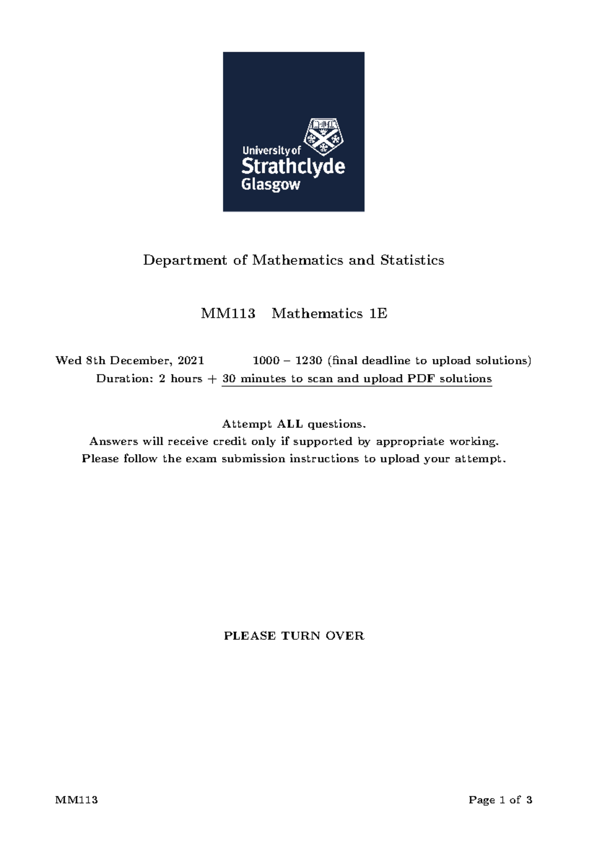 MM113 Exam Dec2021 (19) - Department of Mathematics and Statistics ...