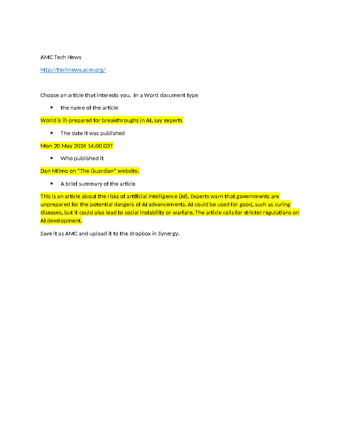 AMC Tech News - amc tech news assignment. find current events - AMC Tech News technews.acm ...