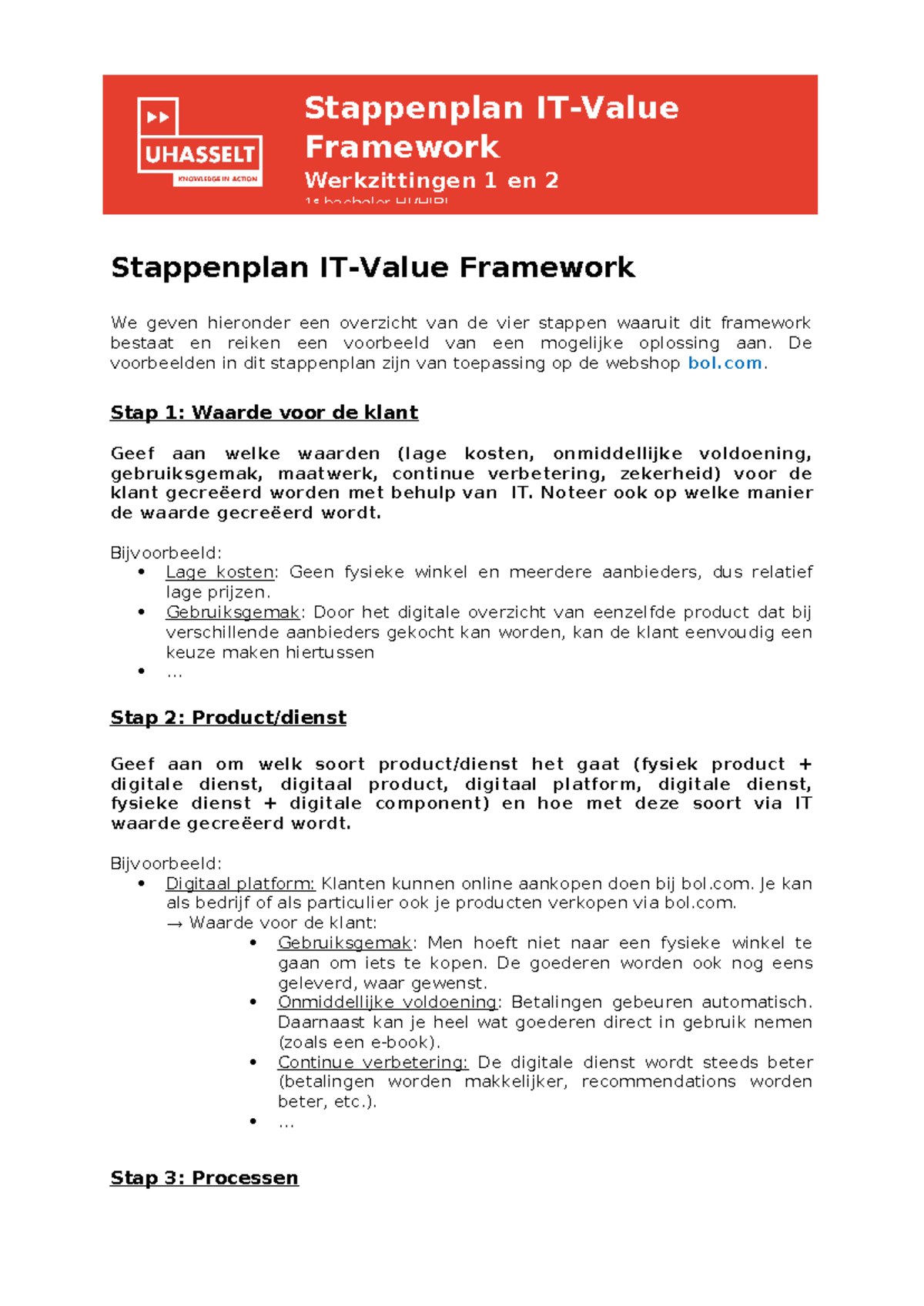 Stappenplan IT Value Framework - Stappenplan IT-Value Framework We ...