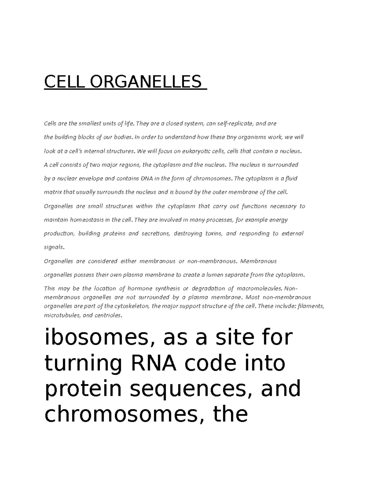 CELL biology - This document is about CELL. The structure and function ...