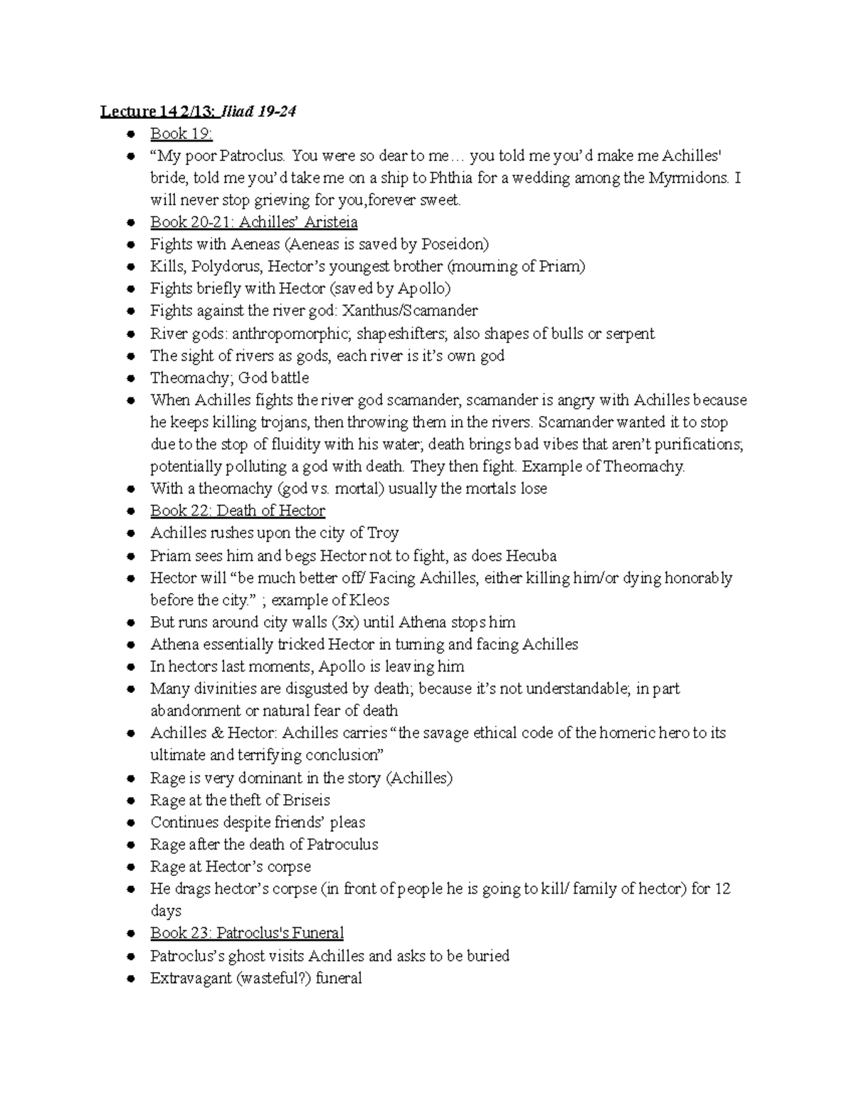 Iliad chapters 19-24 - CC 303 - University of Texas - Studocu