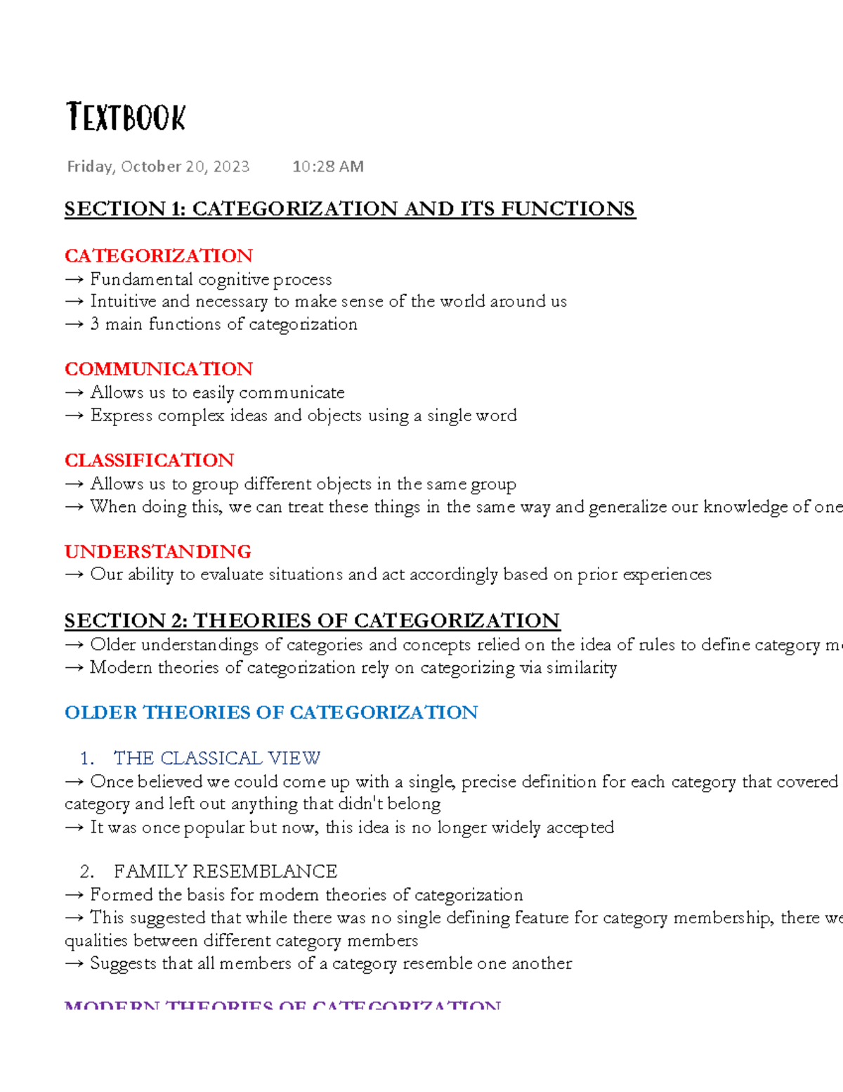 Textbook - SECTION 1: CATEGORIZATION AND ITS FUNCTIONS CATEGORIZATION → ...