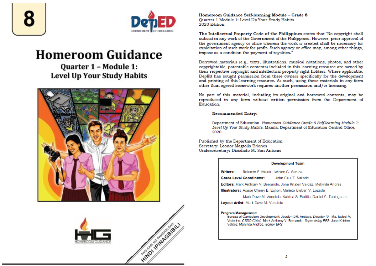 Q1 Module 1 - 8 Homeroom Guidance Self-learning Module - Grade 8 DepED ...
