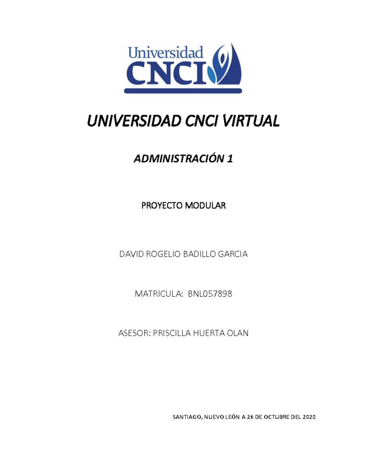 Proyecto Modular administracion de empresas universidad - UNIVERSIDAD CNCI VIRTUAL ...